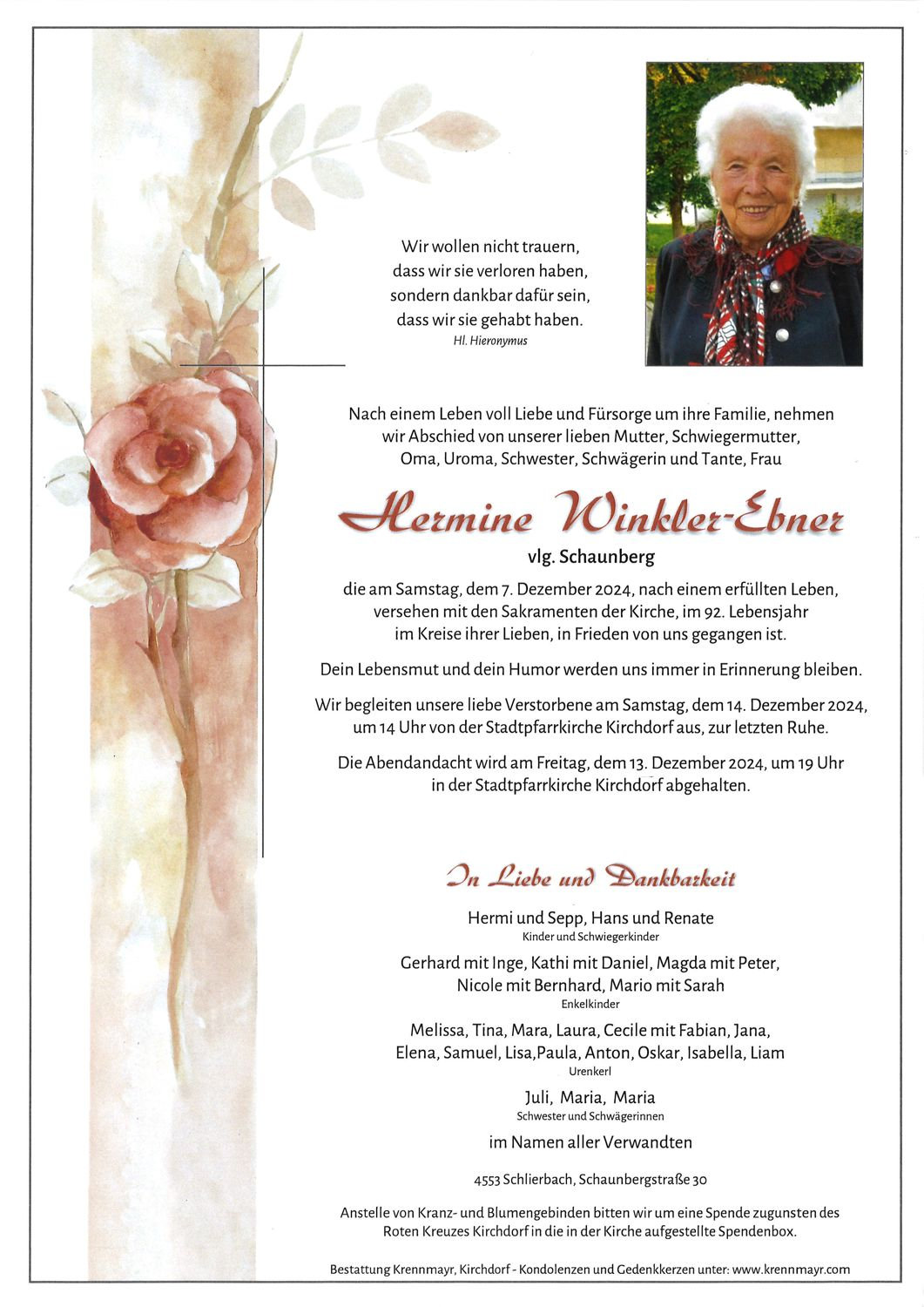 Todesfall Hermine Winkler-Ebner